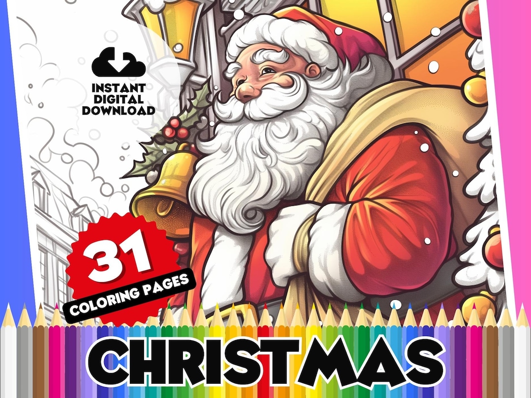 Christmas Coloring Book - 31 Printable Digital Pages of Festive Fun ...