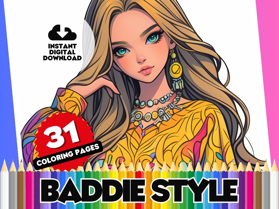 Baddie Coloring Pages - 31 Page Fierce and Empowering Digital Colouring ...