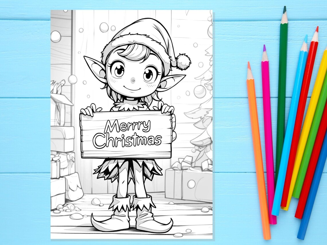 Naughty Elf Digital Coloring Book - 31 Pages of Christmas Coloring Fun ...