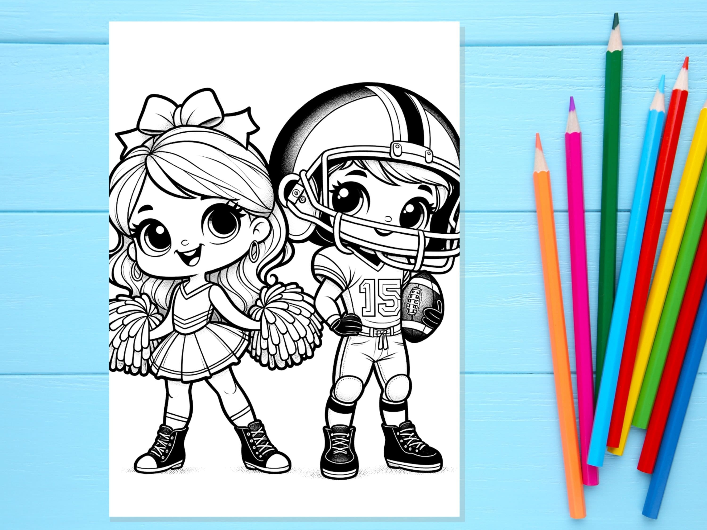 Cheerleader Coloring Pages for Kids 31 Page Themed Digital Colouring ...