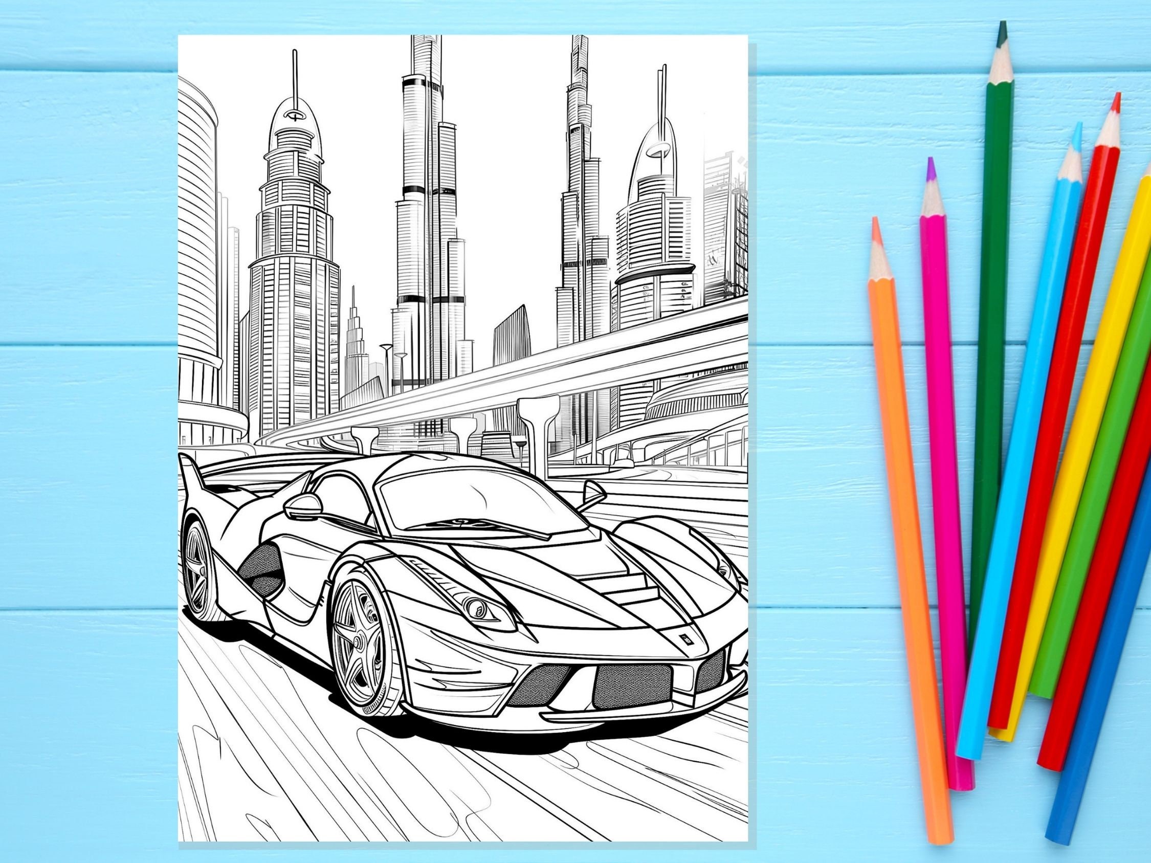 Supercars Coloring Book: 31 Printable Pages, Lamborghini, Ferrari ...