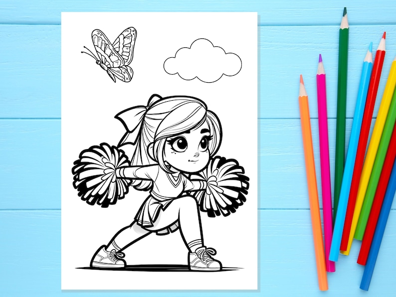 Cheerleader Coloring Book: 31 Printable Cheer Squad Pages (digital ...