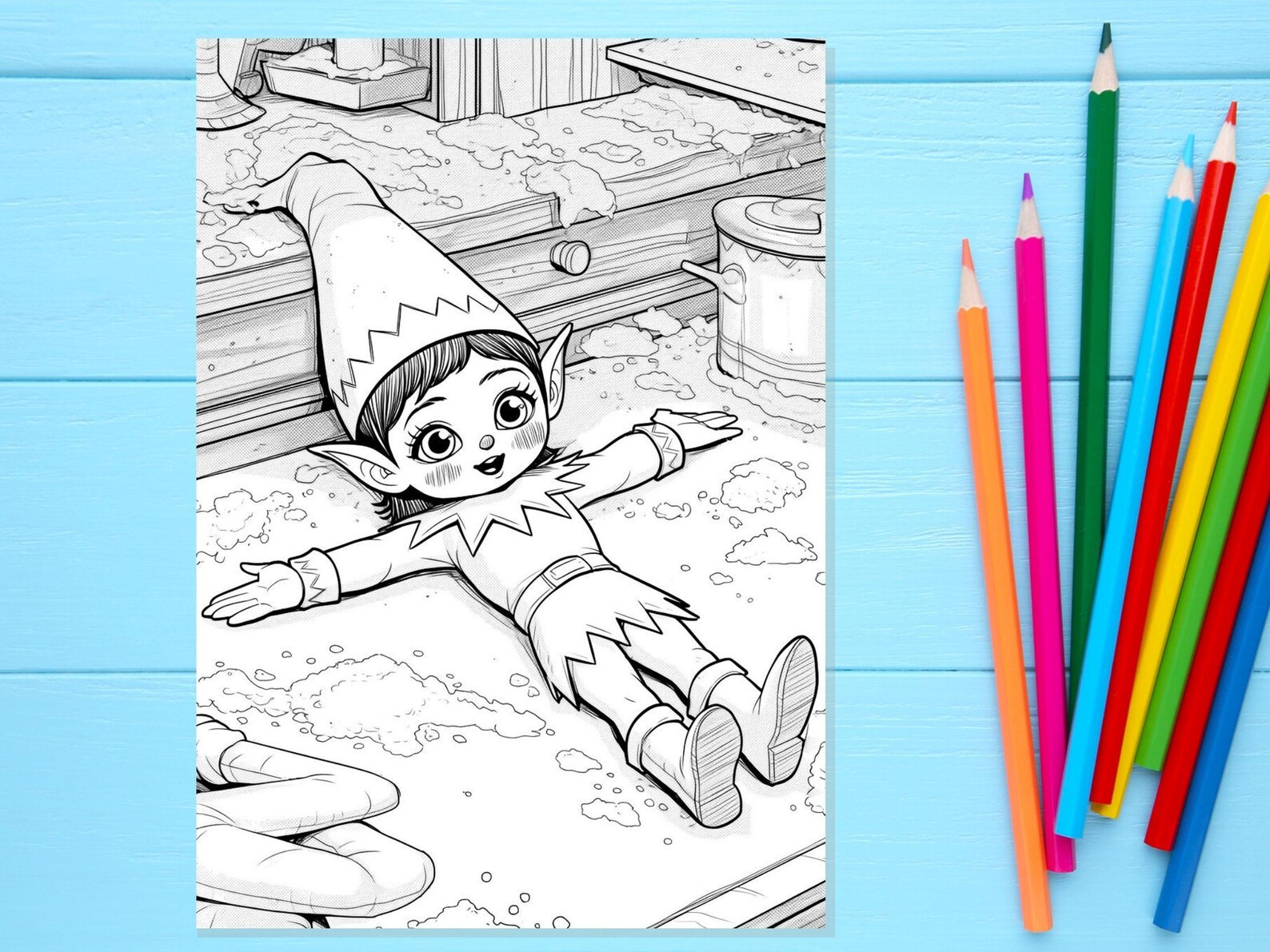 Naughty Elf Digital Coloring Book - 31 Pages of Christmas Coloring Fun ...