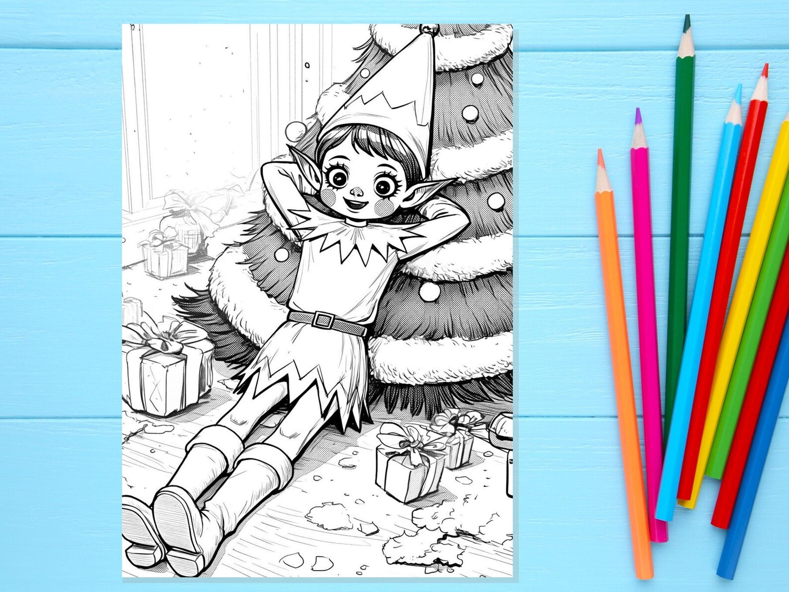 Naughty Elf Digital Coloring Book - 31 Pages of Christmas Coloring Fun ...