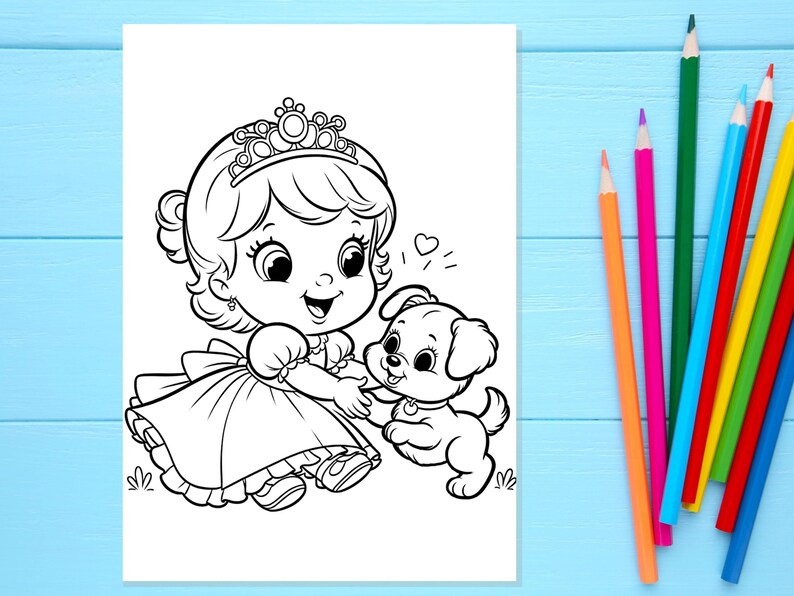 Princess Coloring Book, 31 Page Printable PDF, Themed Digital Colouring ...