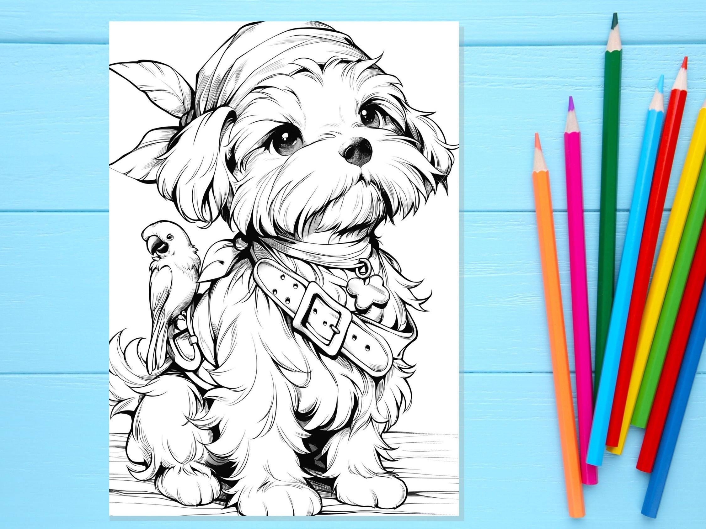 Cute Puppy Coloring Pages for Kids, 31 Page Digital Coloring Book ...