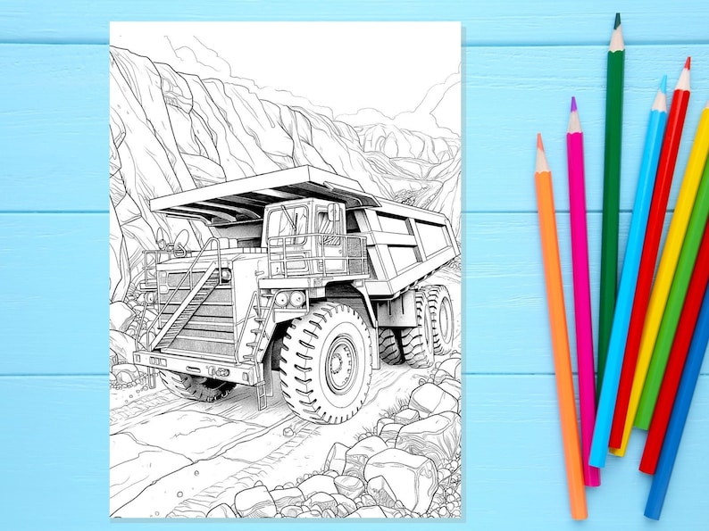 Trucks & Lorries Coloring Book: 31 Printable Pages (digital Download ...