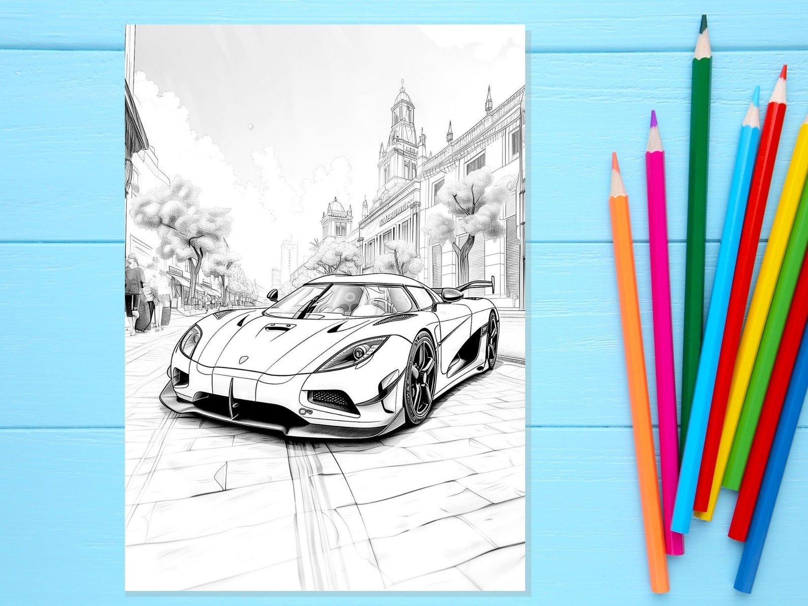 Supercars Coloring Book: 31 Printable Pages, Lamborghini, Ferrari ...
