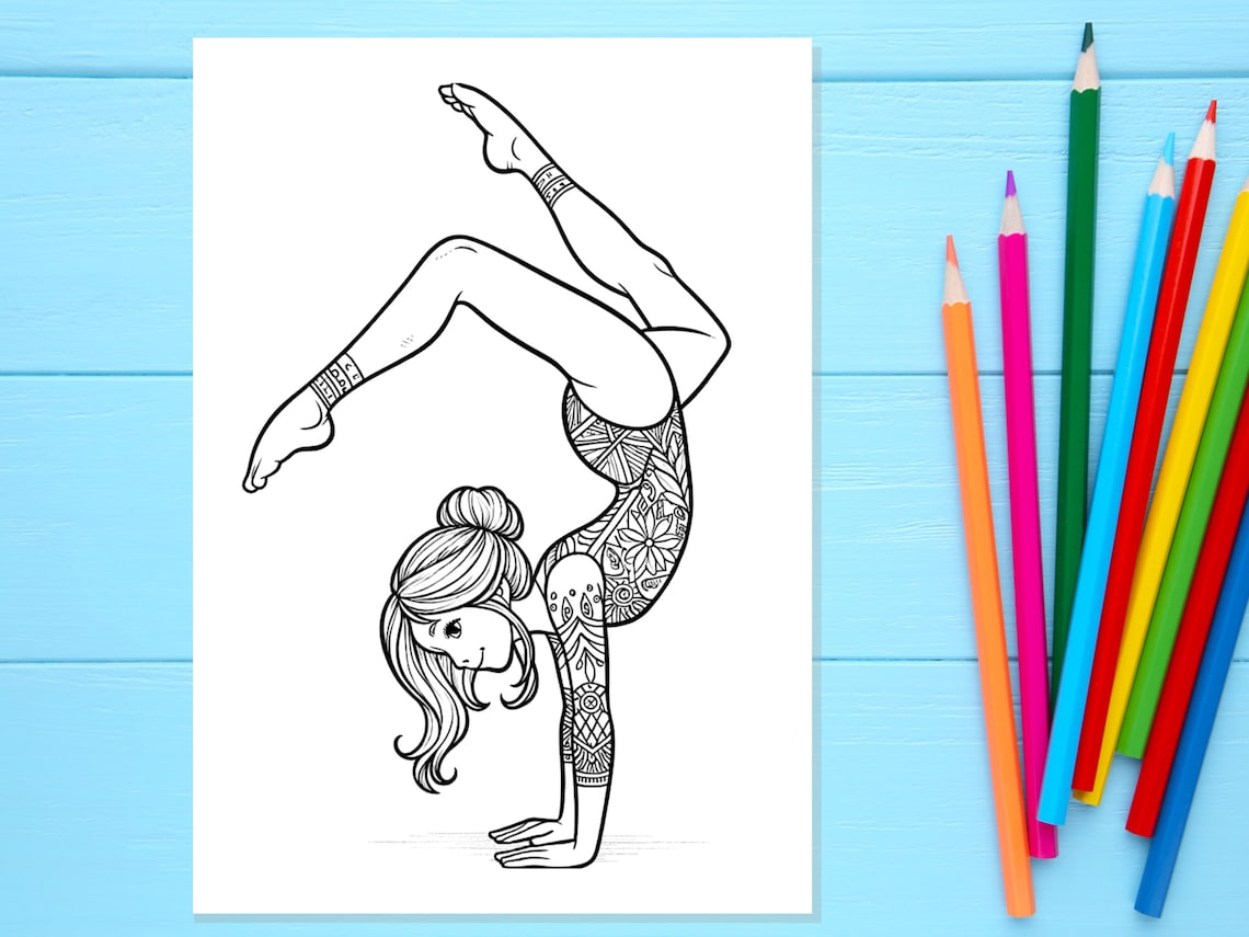 Gymnastics Coloring Book for Kids, 31 Page Digital Colouring Pages ...