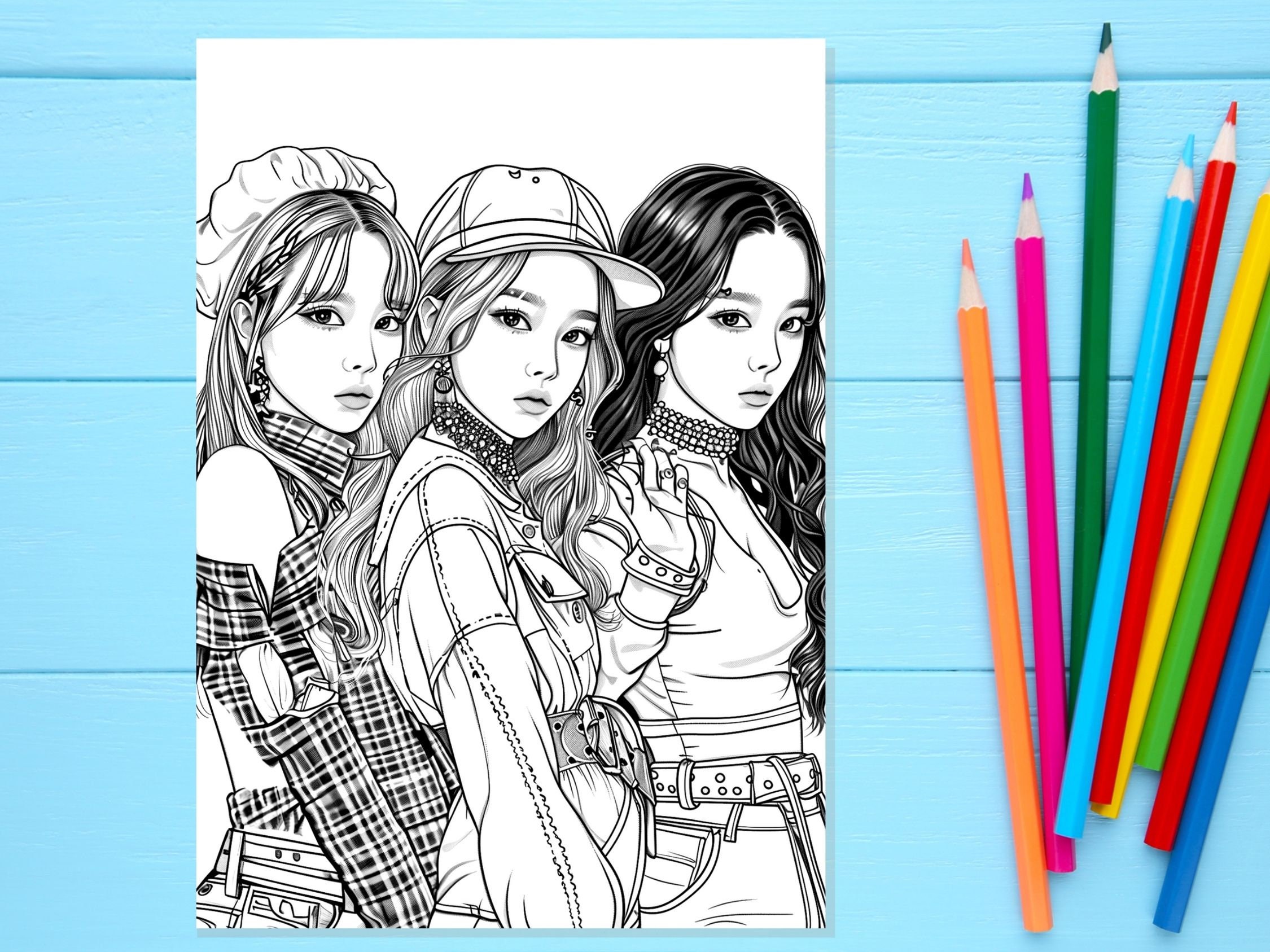 K-pop Coloring Book Pages - 31 Page Digital Colouring Book, Printable ...