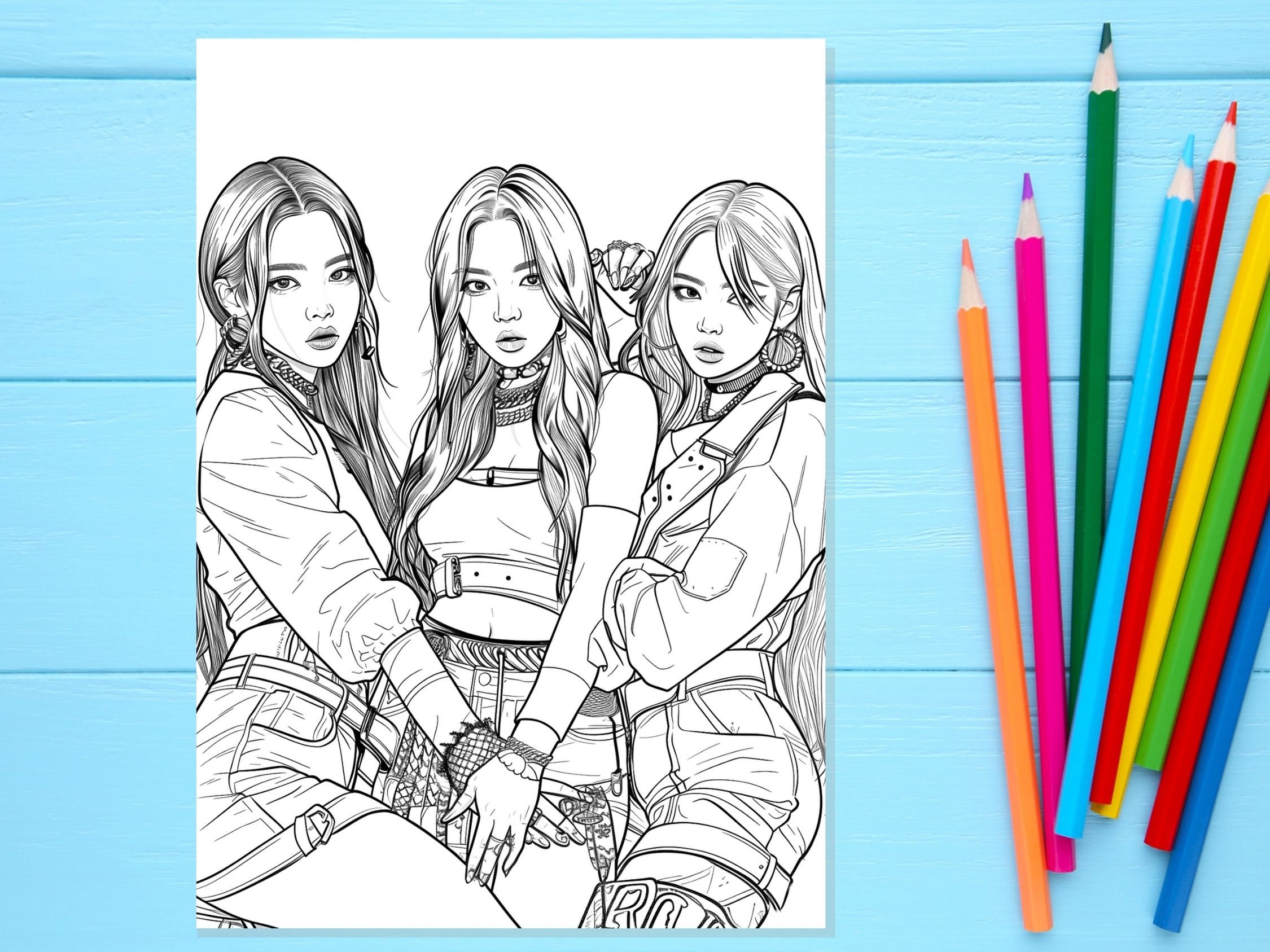 K-pop Coloring Book Pages - 31 Page Digital Colouring Book, Printable ...