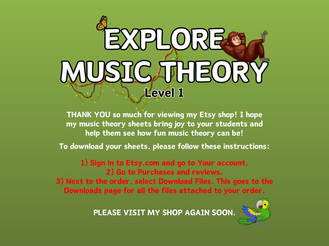 Beginner Music Theory COMPLETE BOOK PDF Printable Music Theory Sheet ...