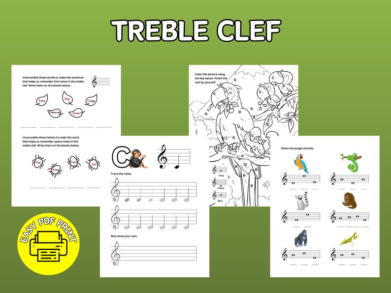 Treble Clef - PDF Printable - Music Theory Sheet - Music Homeschooling ...