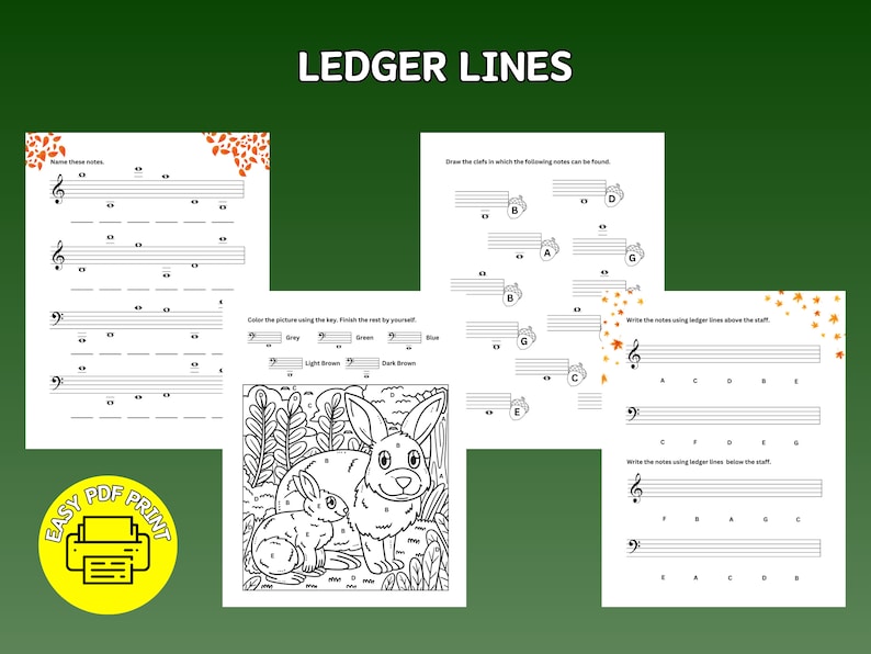 Ledger Lines - PDF Printable - Music Theory Sheet - Music Homeschooling ...