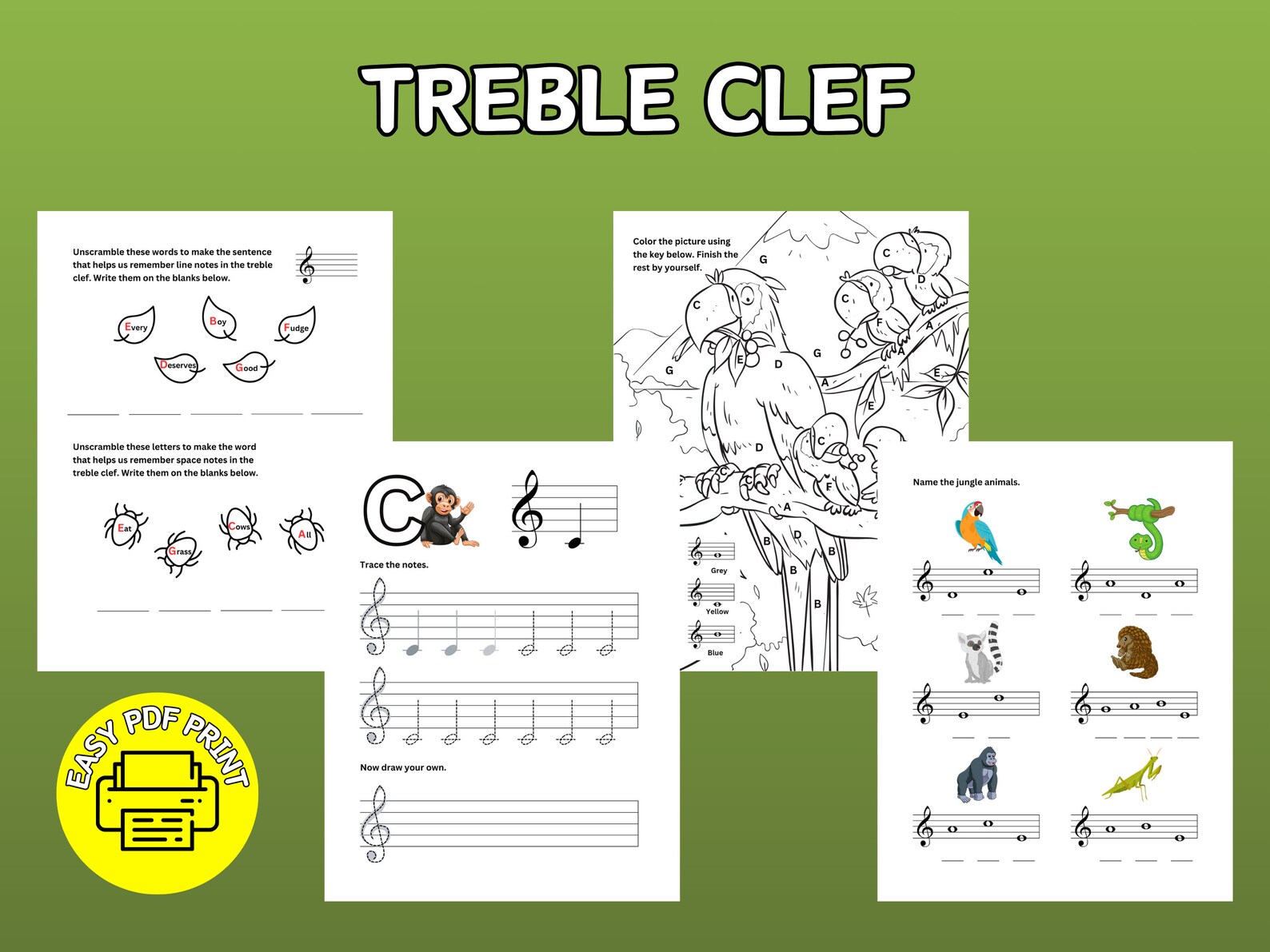 Beginner Music Theory COMPLETE BOOK PDF Printable Music Theory Sheet ...