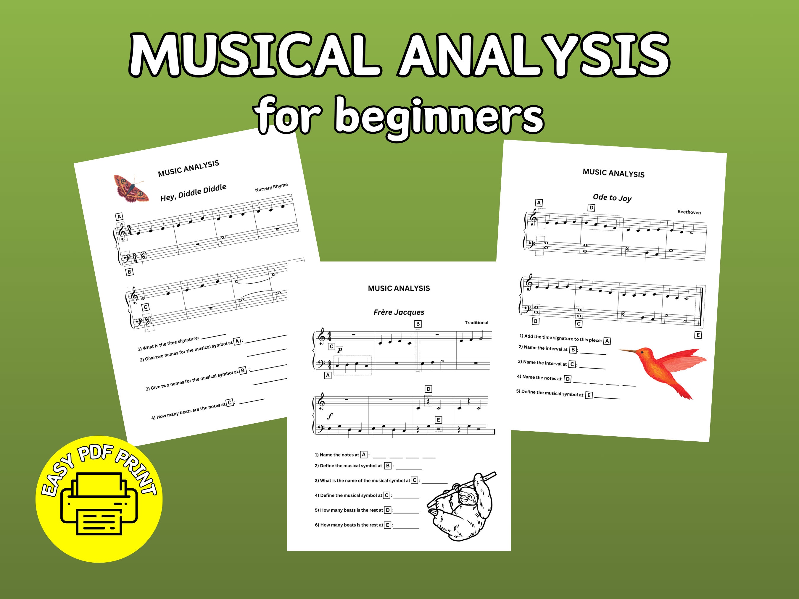 Beginner Music Theory COMPLETE BOOK PDF Printable Music Theory Sheet ...