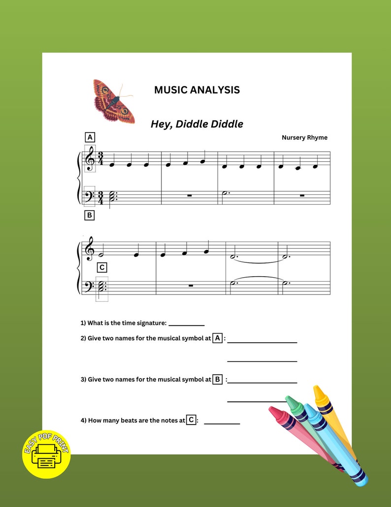 Musical Analysis & Review - PDF Printable - Music Theory Sheet - Music ...