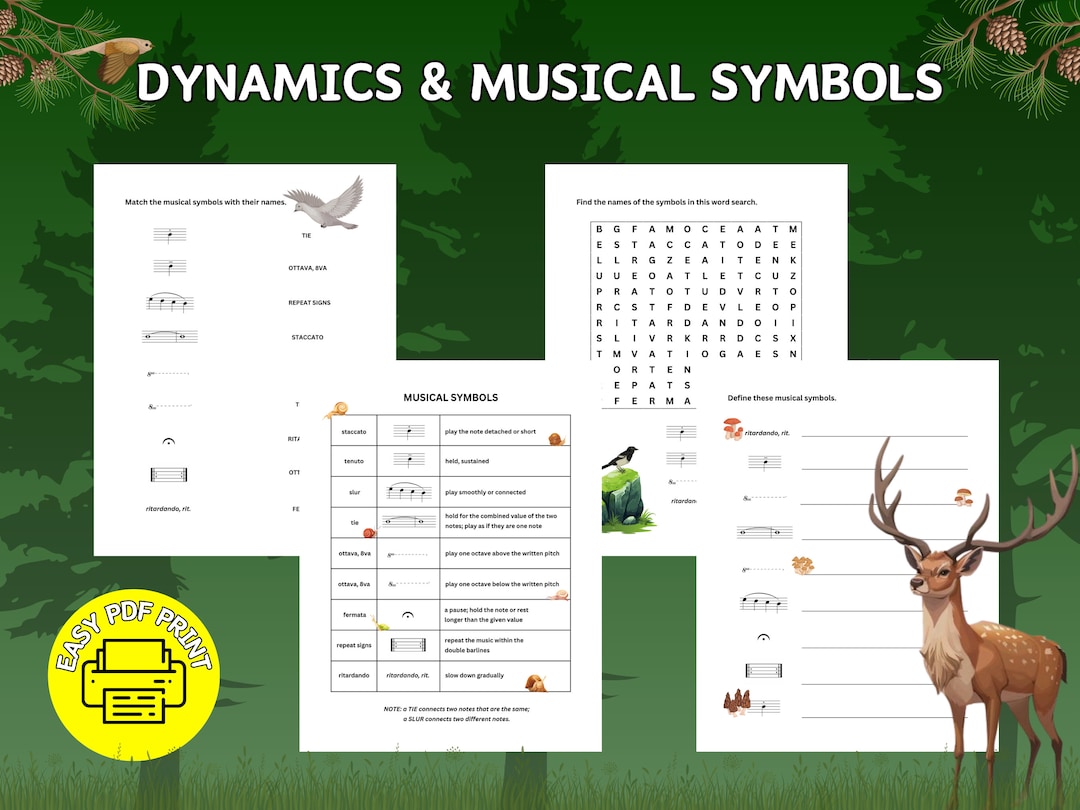 Dynamis & Musical Symbols - PDF Printable - Music Theory Sheet - Music ...