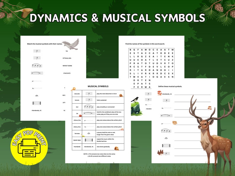 Dynamis & Musical Symbols - PDF Printable - Music Theory Sheet - Music ...
