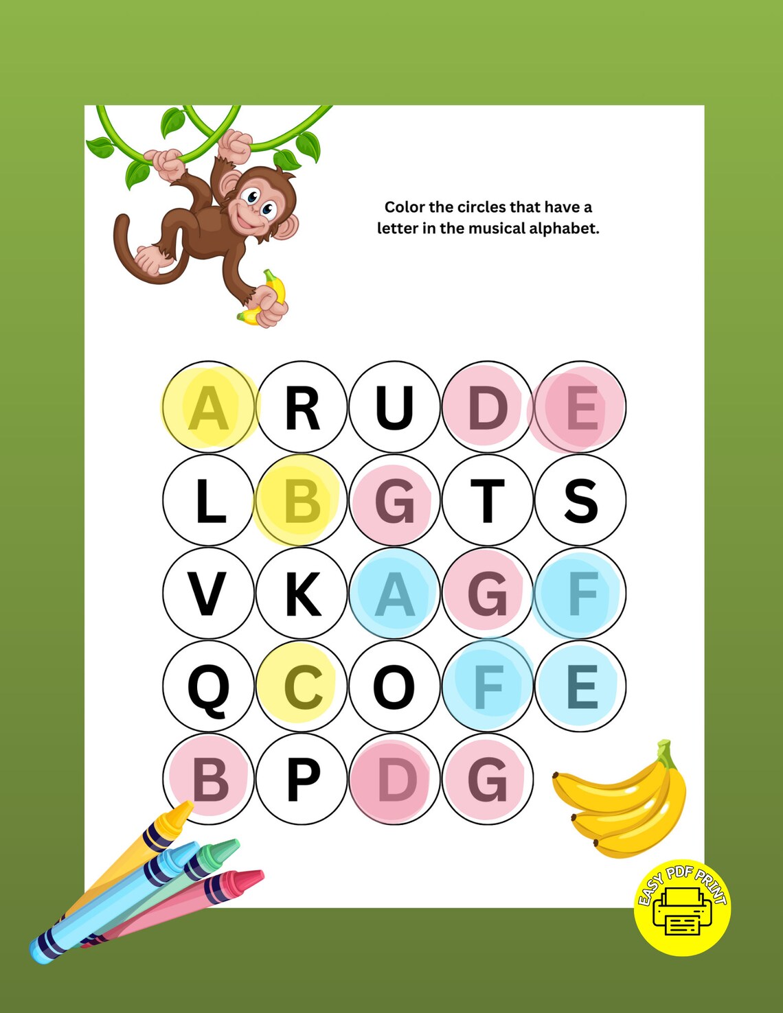 Musical Alphabet, Line/space Notes, High/low Pitches - PDF Printable ...