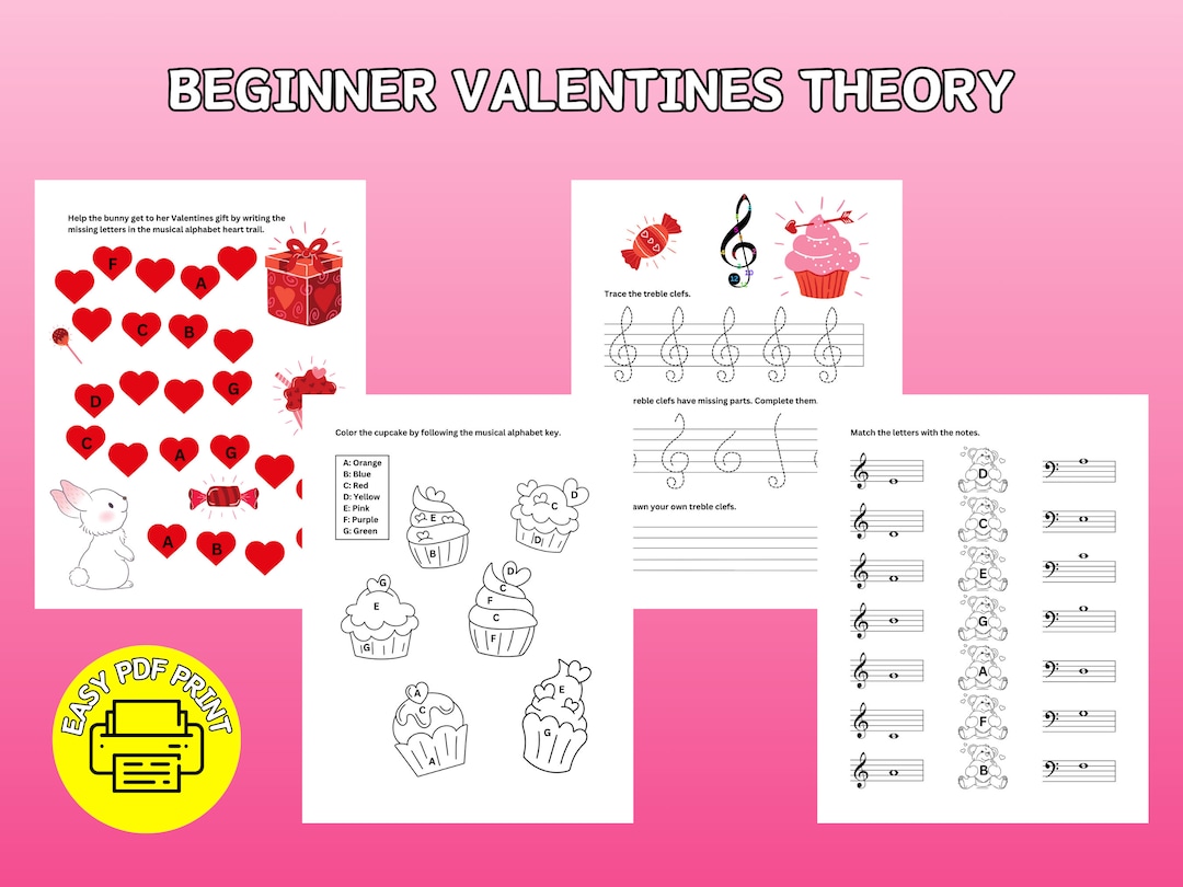 Valentine's Day Beginner Music Theory Musical Alphabet Note Names PDF ...