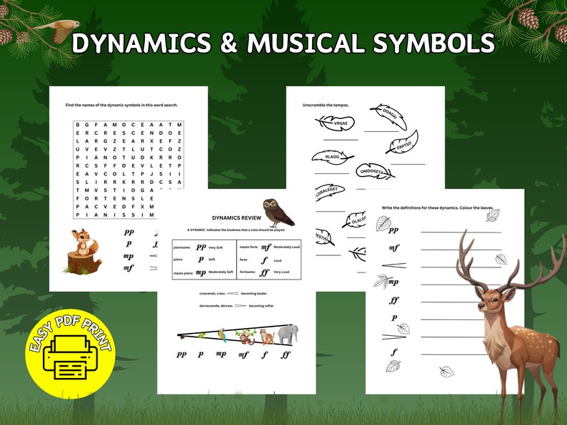 Dynamis & Musical Symbols - PDF Printable - Music Theory Sheet - Music ...