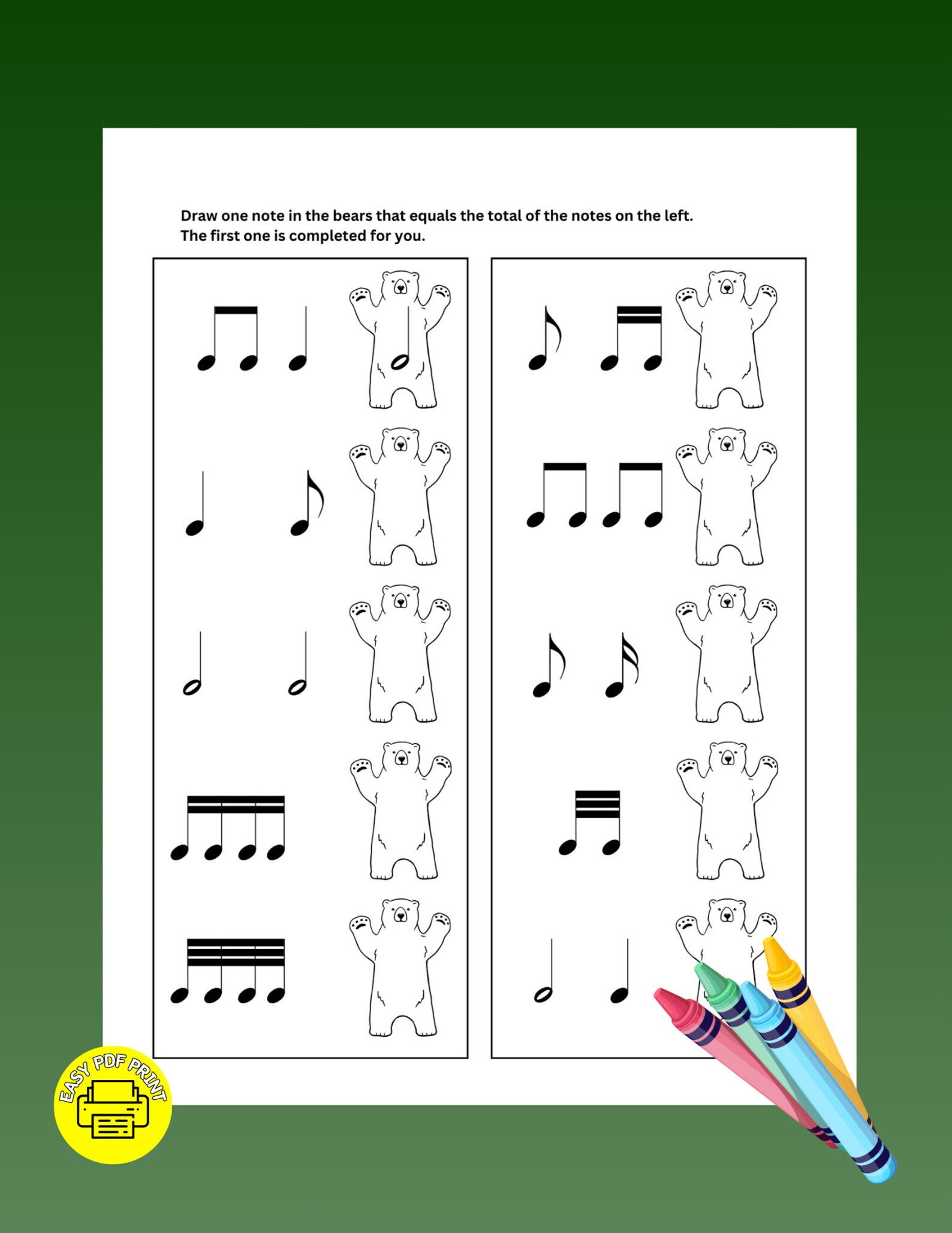 Time Values and Dotted Notes - PDF Printable - Music Theory Sheet ...