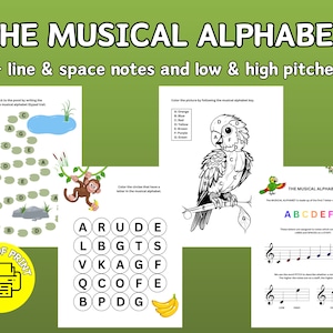 Musical Alphabet, Line/space Notes, High/low Pitches - PDF Printable ...