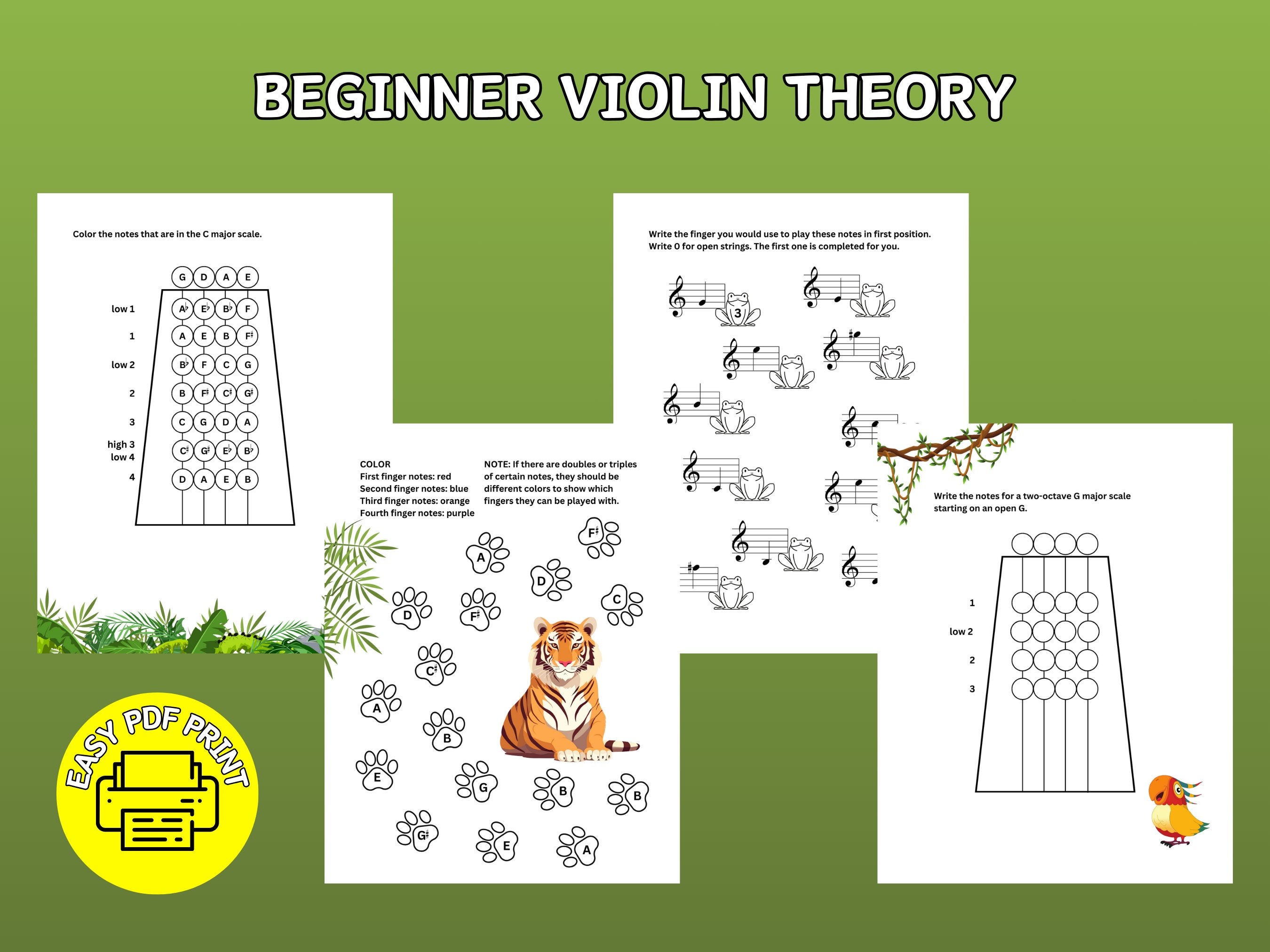 Beginner Violin Theory PDF Printable Music Theory Sheet Music ...