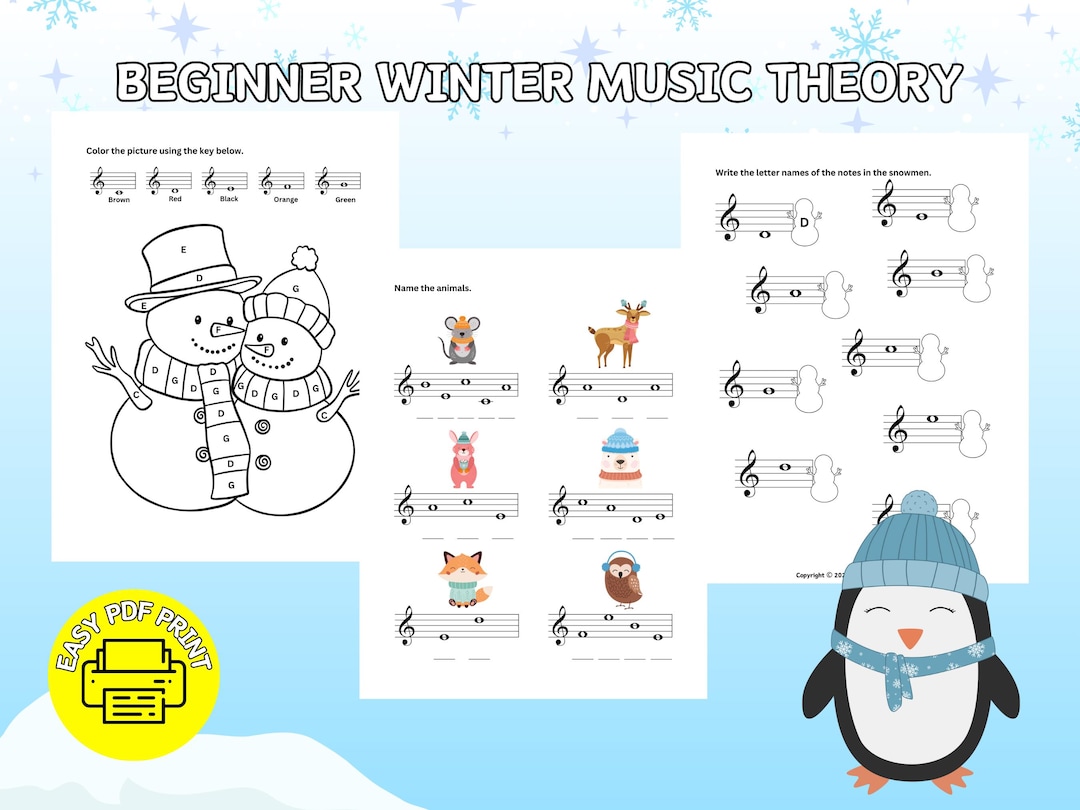 Note Naming - Winter Beginner Music Theory - PDF Printable - Music ...