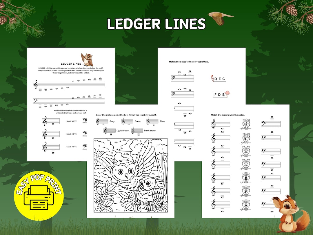 Ledger Lines - PDF Printable - Music Theory Sheet - Music Homeschooling ...