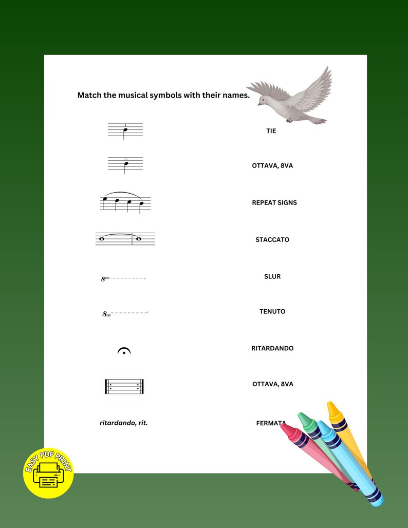 Dynamis & Musical Symbols - PDF Printable - Music Theory Sheet - Music ...