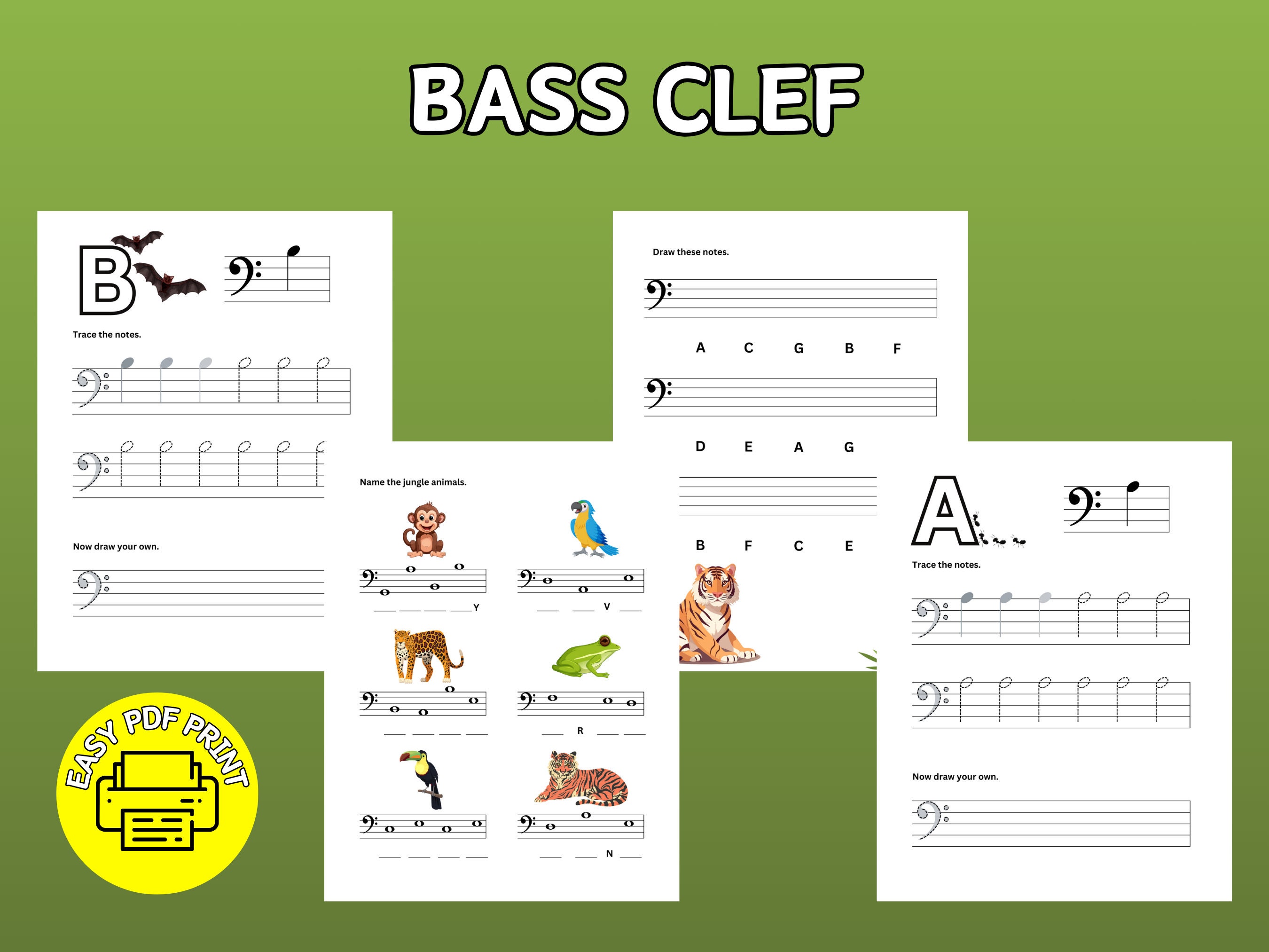 Bass Clef & Grand Staff PDF Printable Music Theory Sheet Music ...