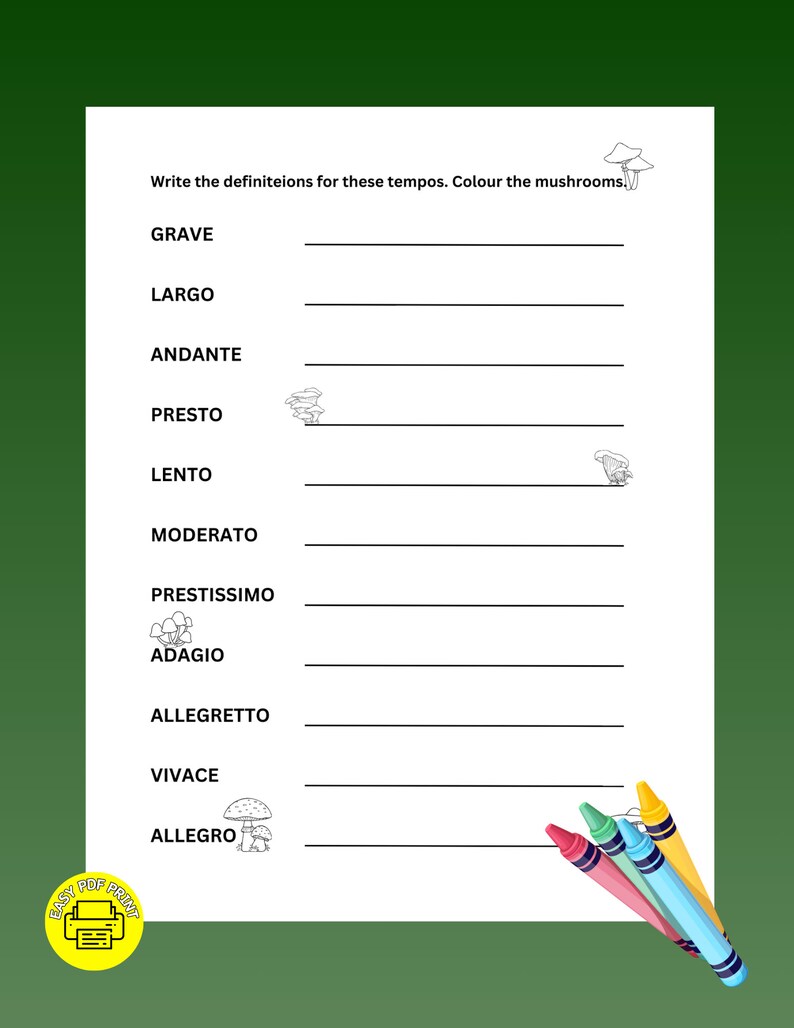 Tempos - PDF Printable - Music Theory Sheet - Music Homeschooling ...