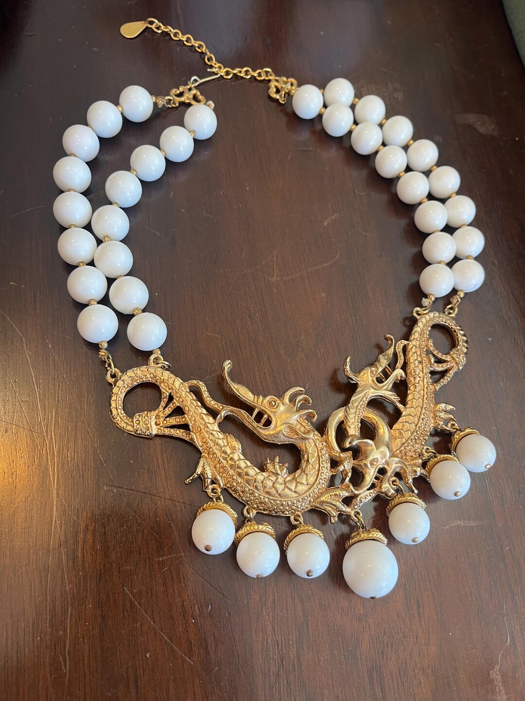 Vintage Dragon Bib Necklace - Etsy