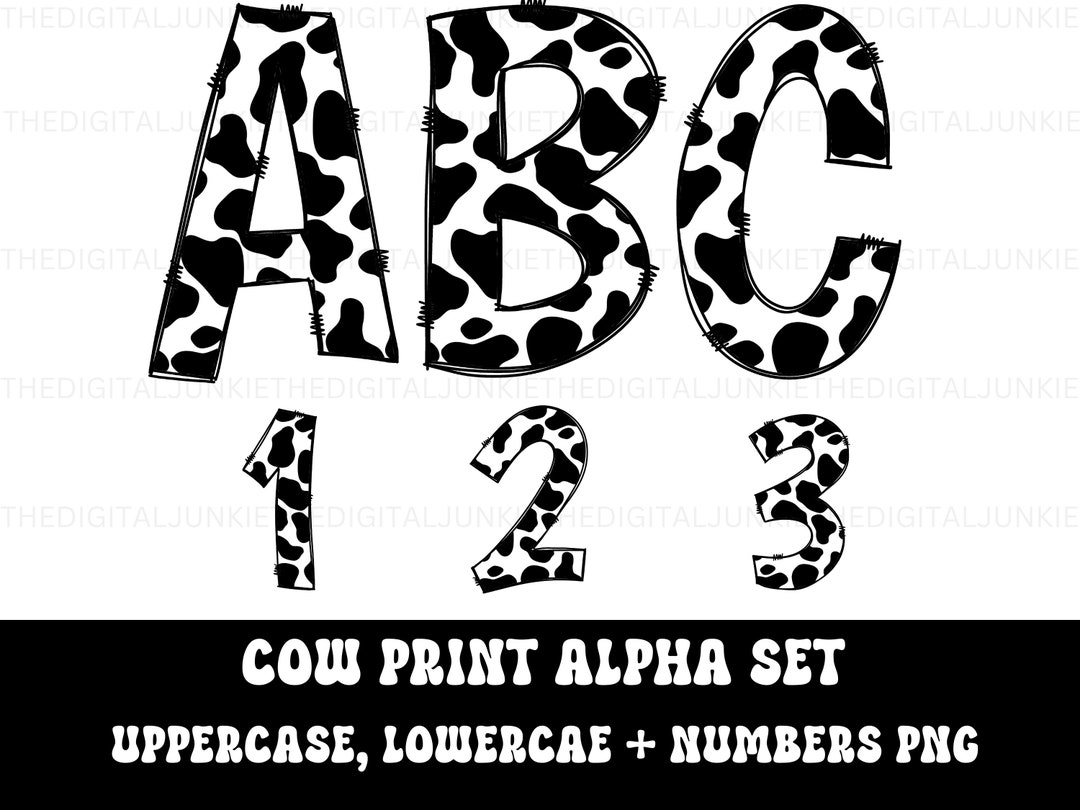 Cowprint Doodle Alphabet Letters PNG, Clip Art, Doodle Alpha Bundle ...