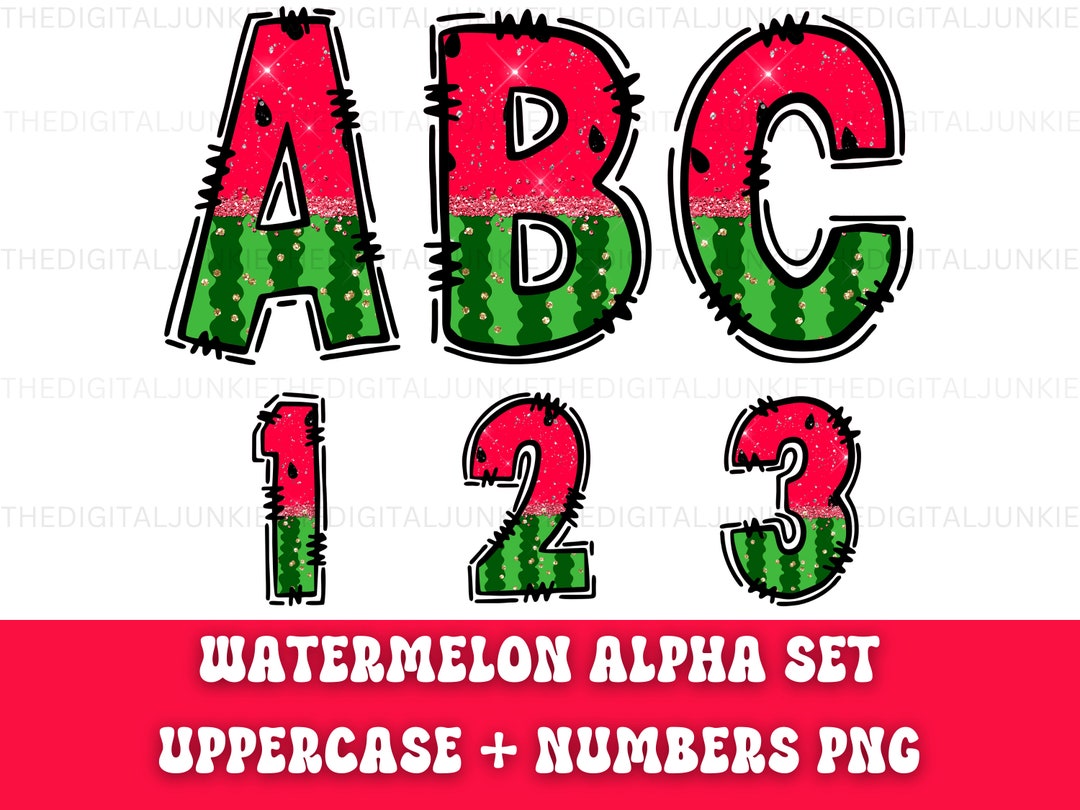 Watermelon Doodle Alphabet Letters PNG, Clip Art, Doodle Alpha Bundle ...