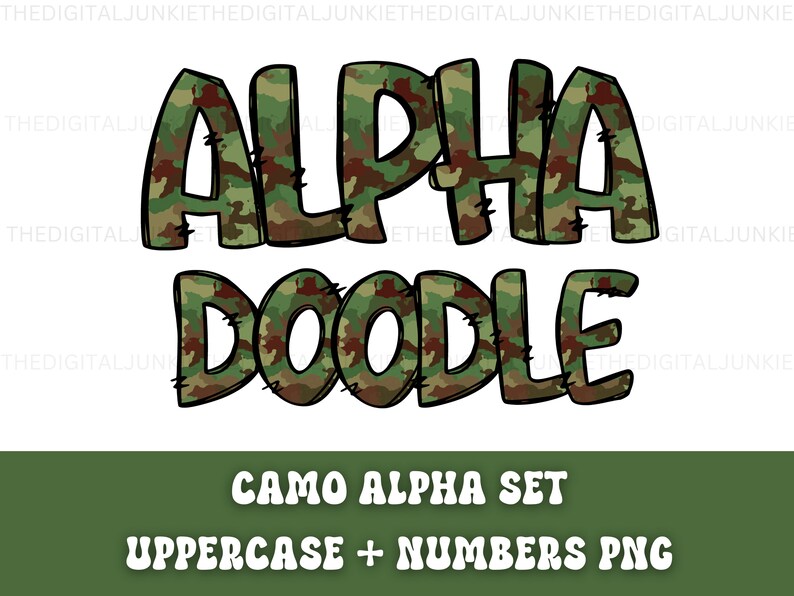 Camo Doodle Alphabet Letters PNG, Clip Art, Doodle Alpha Bundle, Camo ...