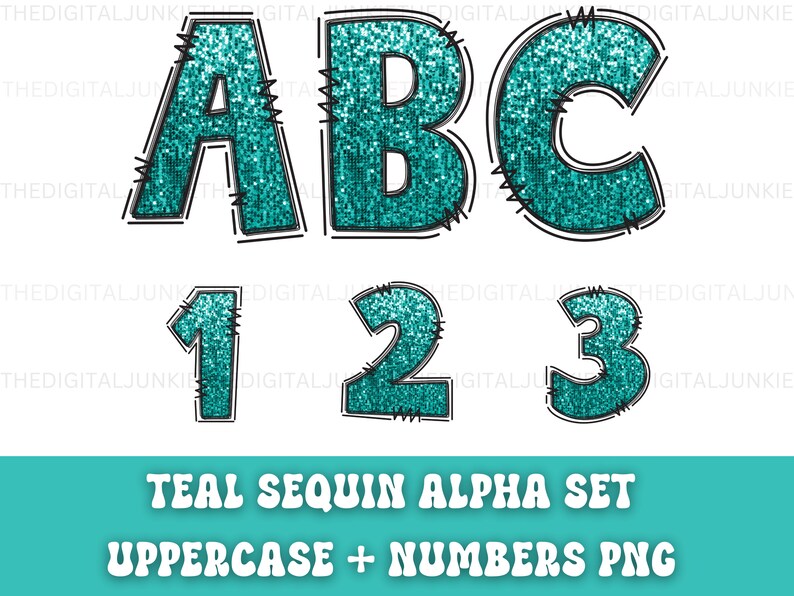 Teal Sequin Doodle Alphabet Letters PNG, Clip Art, Doodle Alpha Bundle ...