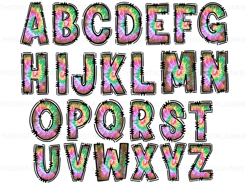 Leopard Tie Dye Doodle Alphabet Letters PNG, Clip Art, Doodle Alpha ...