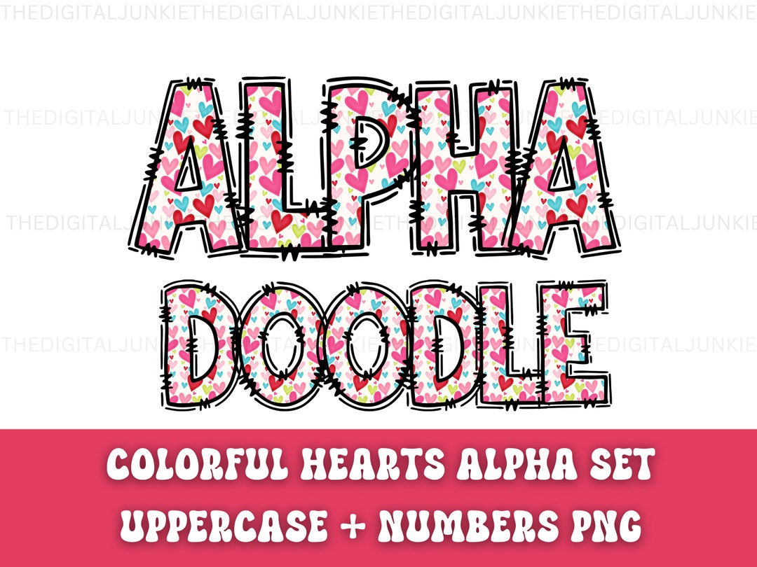 Hearts Doodle Alphabet Letters PNG, Clip Art, Doodle Alpha Bundle ...