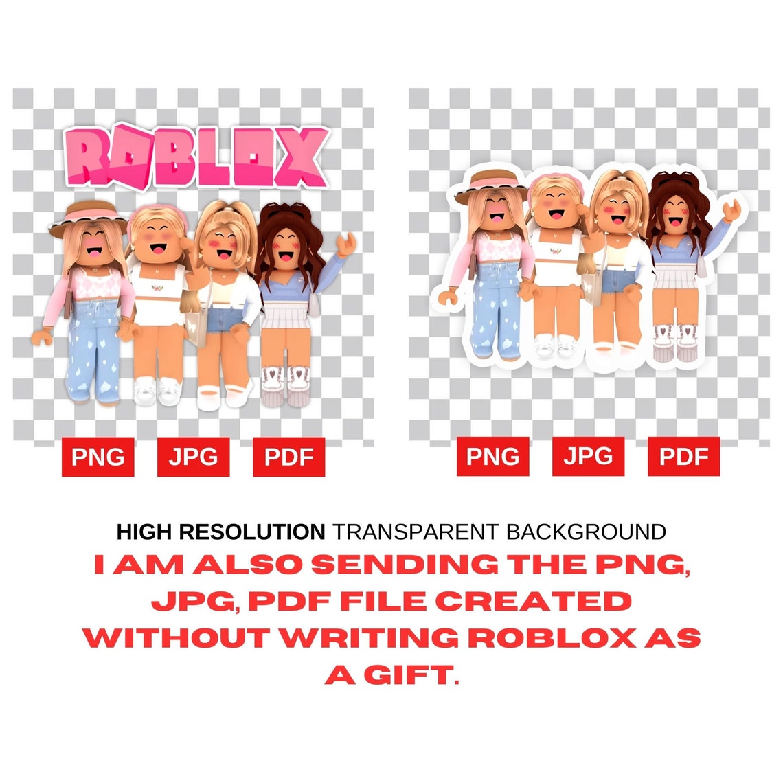 Roblox Girls PNG Images Pink Digital Download Instant Download Roblox ...