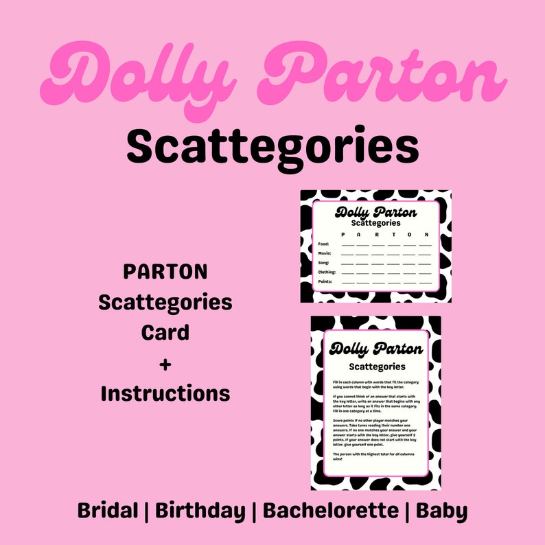 Dolly Parton Party Games Bundle - 25-page Instant Download With Bingo ...