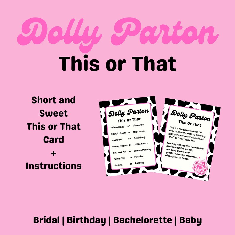 Dolly Parton Party Games Bundle - 25-page Instant Download With Bingo ...
