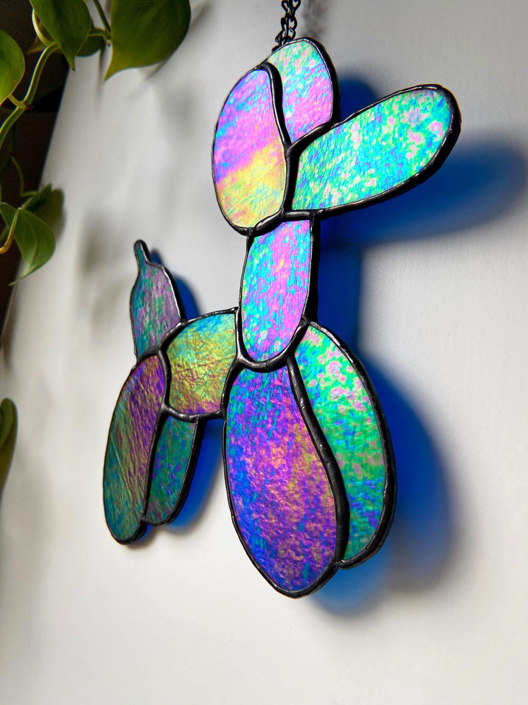 Iridescent Blue Stained Glass Balloon Dog Suncatcher: Pop Art Decor - Etsy