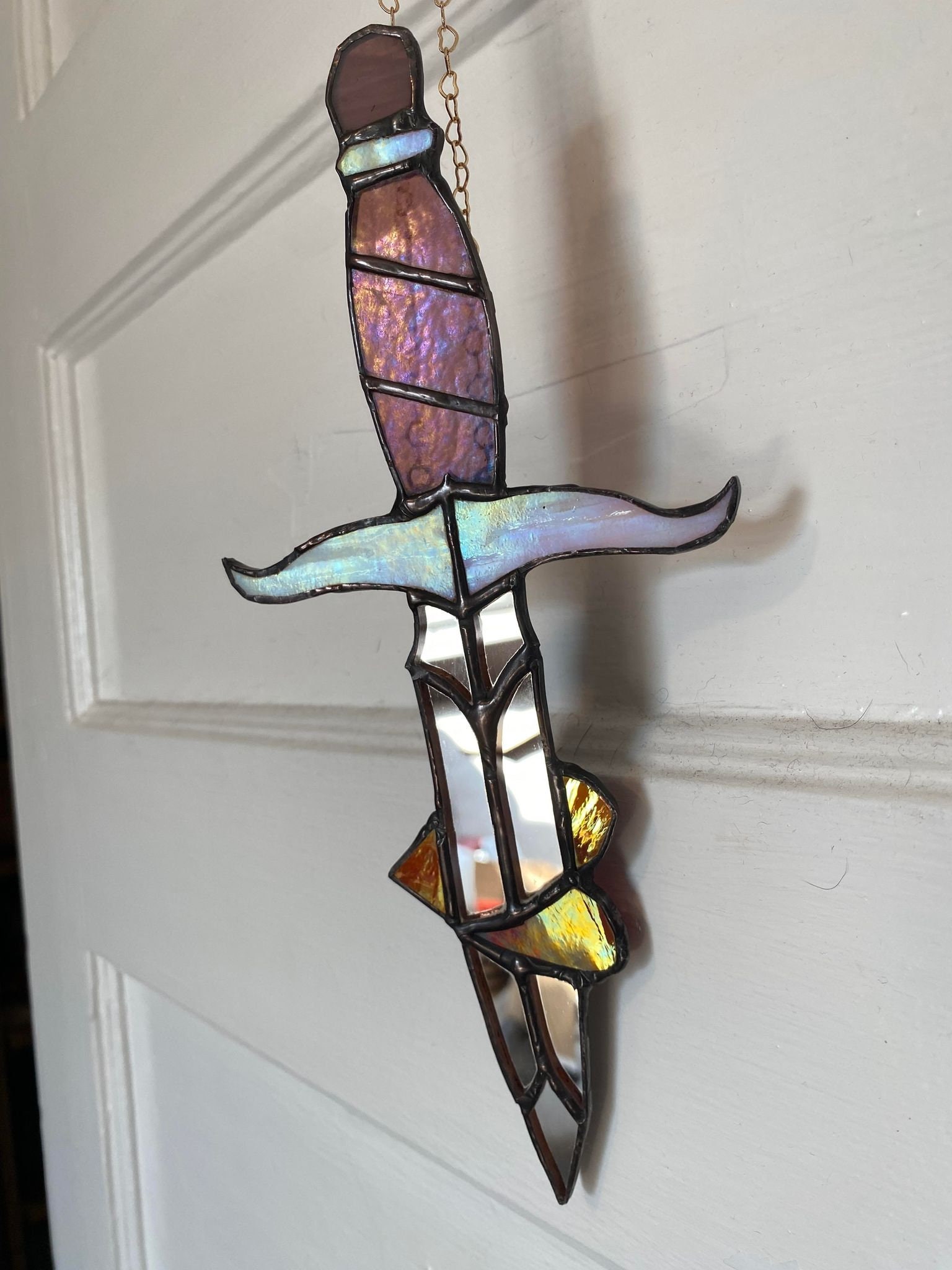 Stained Glass Sword Suncatcher or Wall Hanging Mirror Made to Order - Etsy