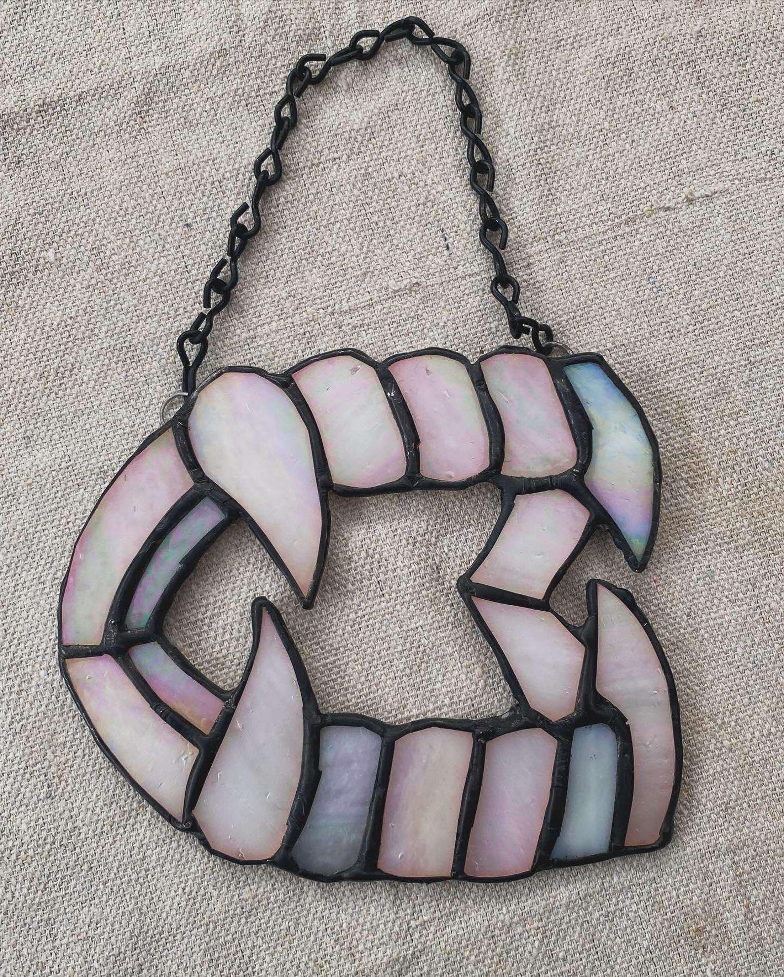 Made-to-order | Stained Glass Vampire Teeth | Halloween Decor | Window ...