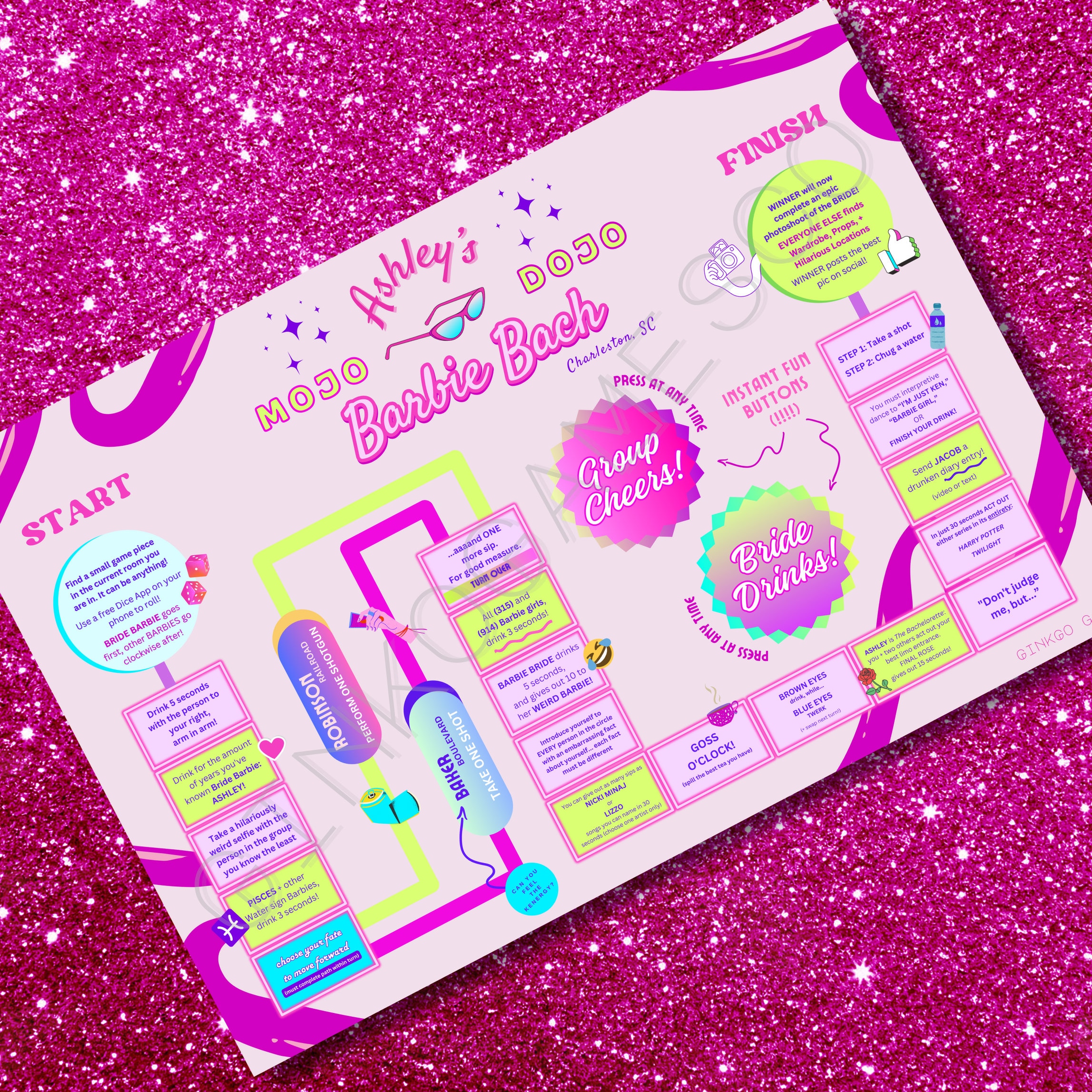 BARBIE Custom Bachelorette Board Game, Party, Editable Template ...