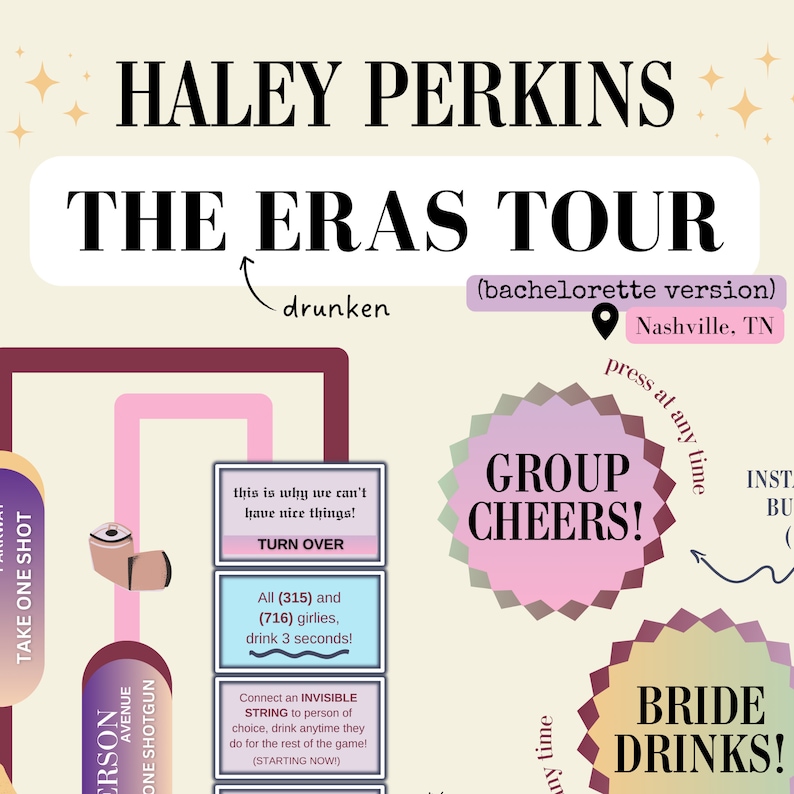 ERAS TOUR Taylor Swift Custom Bachelorette Drinking Board - Etsy