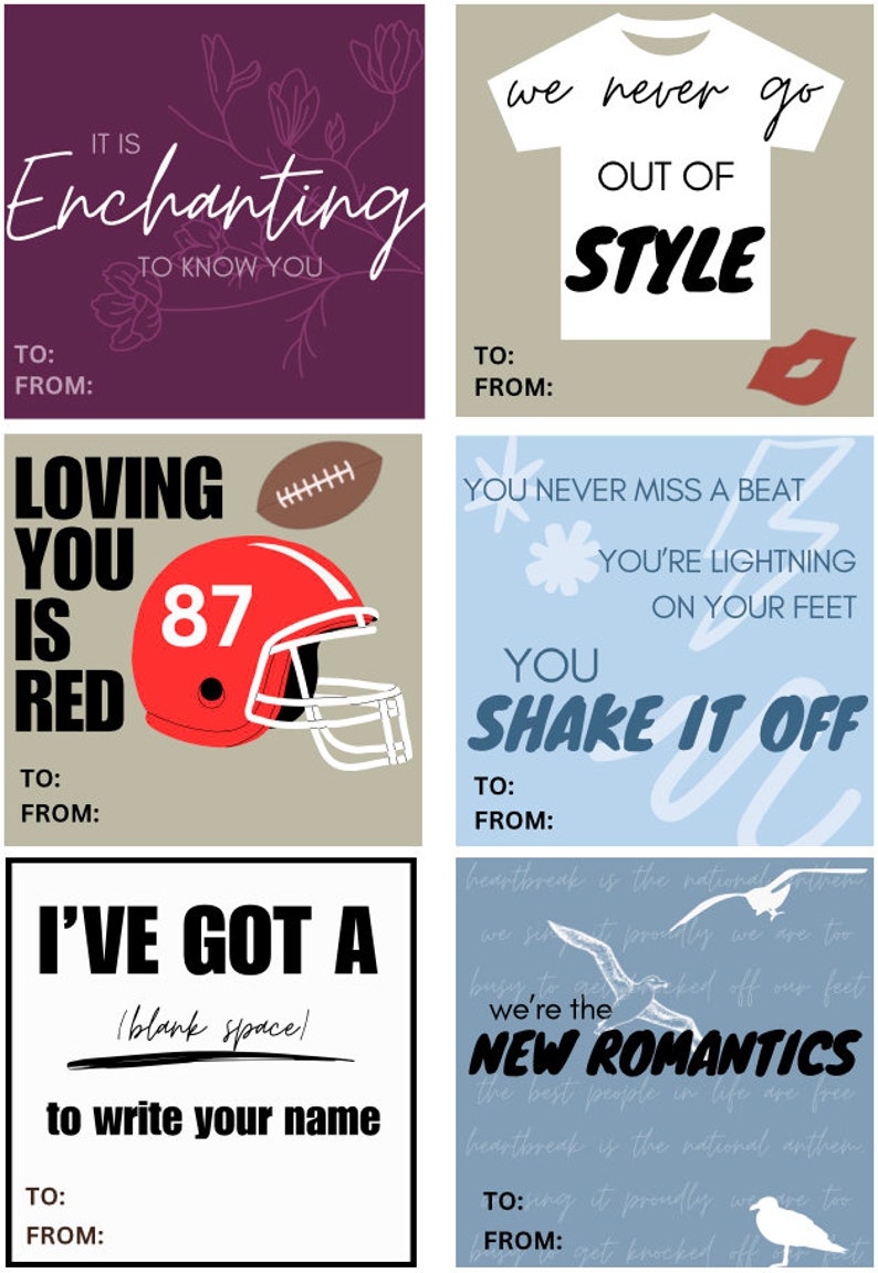 Taylor Swift Eras Themed Valentines Day Cards, Instant Download and ...